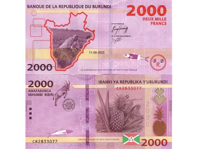 BURUNDI 2000 Francs 2023 UNC, P-52