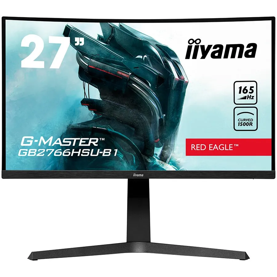 IIYAMA Monitor 27" ETE VA-panel, Curved Gaming 1500R, G-Master Red Eagle, FreeSync Premium, 1920x1080@165Hz, 250cd/m², DisplayPort, 2xHDMI, 1ms MPRT, Speakers, USB-HUB (2x2.0), Black Tuner, Height...