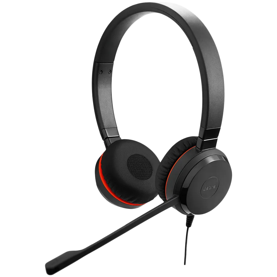 JABRA EVOLVE 20 MS Stereo USB Headband Special Edition Noise cancelling, USB connector, with mute-button and volume control on the cord, with leatherette ear cushion, Microsoft optimized