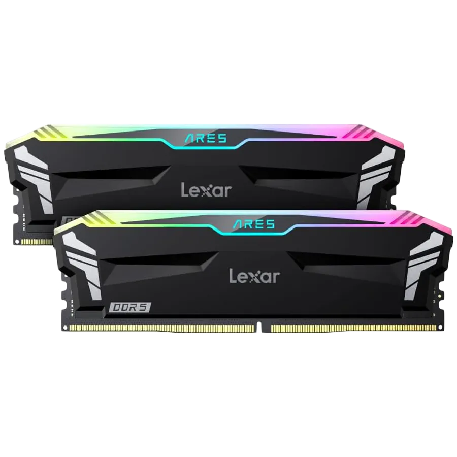 Lexar Ares DDR5 (2X16GB) 6400 CL32 1.4V Memory with heatsink and RGB lighting,Dual pack, Black Color