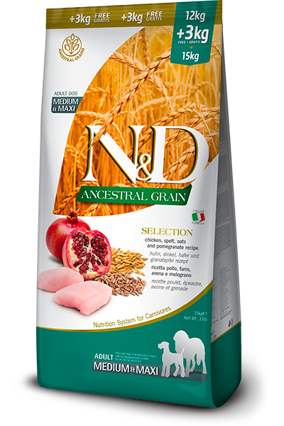 N&D ANCESTRAL GRAIN SELECTION PILETINA MEDIUM I MAXI ADULT 15KG
N&D ANCESTRAL GRAIN SELECTION PILETINA MEDIUM I MAXI ADULT 15KG