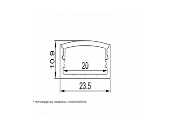 LED PROFIL LL-ALP014 KOMPLET SIVI