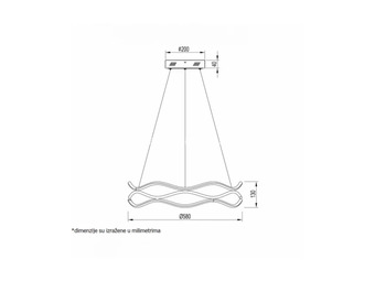 VESTA 542 VISILICA 55W 3000K CRNA/MESING