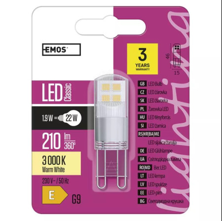 Emos LED sijalica classic jc 1,9w g9 ww zq9526 ( 3108 )