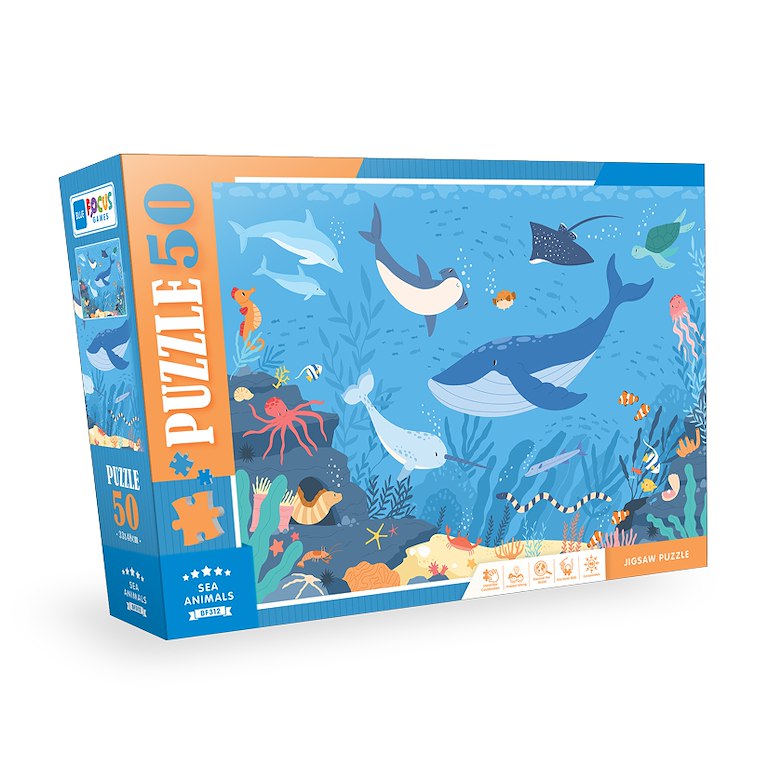 PUZZLE 50 PCS SEA ANIMALS BF312