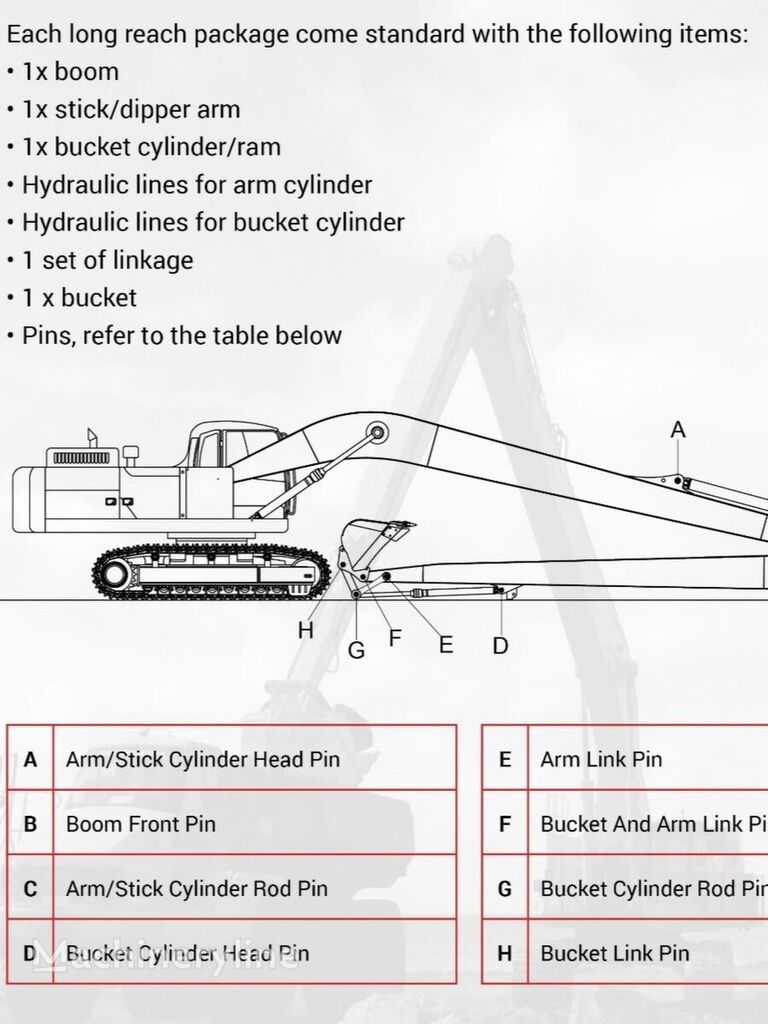 Hyundai long reach boom bager sa dugom strelom