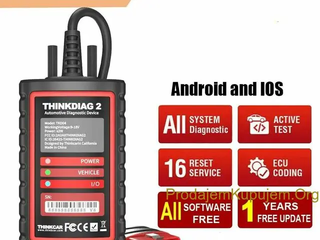 THINKCAR Thinkdiag 2 Bluetooth CAN FD OBD2 Dijagnostika