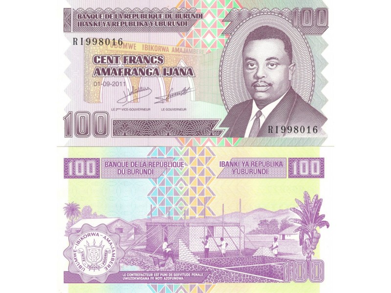 BURUNDI 100 Francs 2011 UNC, P-44