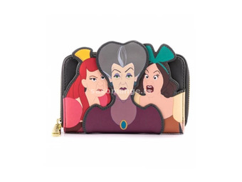 Disney Villains Scene Evil Stepmother Aand Step Sisters Zip Around Wallet