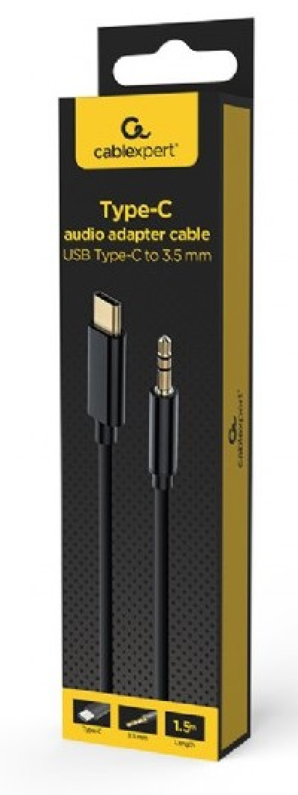 CCA-CM3.5M-1.5M Gembird USB-C to stereo 3.5 mm AUX cable, 1.5 m, black