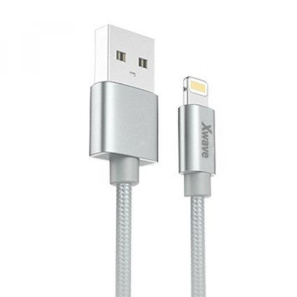 Xwave kabl USB Lightning Iphone 3A ALU 1.2m pleteni Srebrni