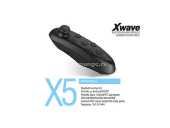 Xwave X5 crni BT daljinski upravljač za mobil/smart TV/IOS/PC/Android