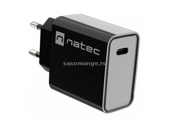 Natec RIBERA USB Type-C Charger, QC3.0 &amp; PD3.0, 3A 20W, Black