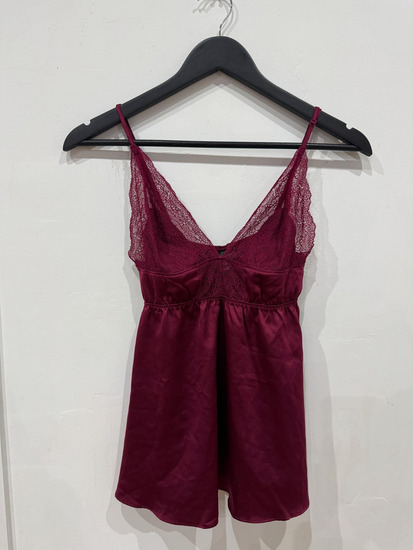 VS Bordo Saten Top