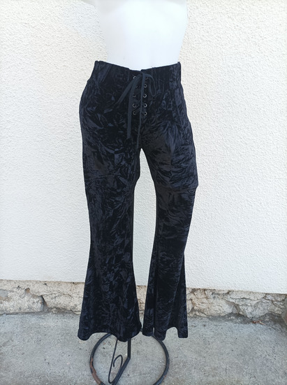 Killstar Plišane Crne Pantalone S/M