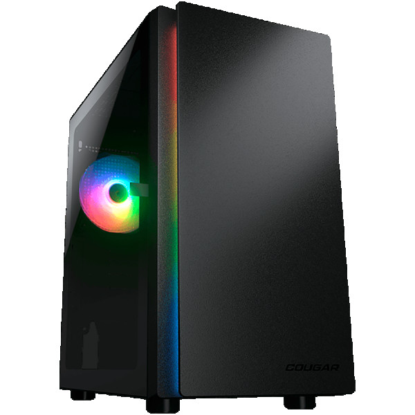 COUGAR | Purity RGB Black | PC Case | Mini Tower TG Front Panel with ARGB strip 1 x ARGB Fan 3mm TG Left Panel ( CGR-5PC4B-RGB )