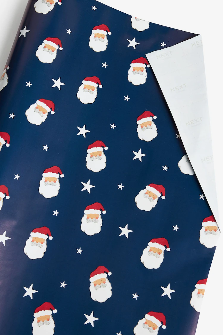 Navy Santa Extra Wide 10m Christmas Wrapping Paper