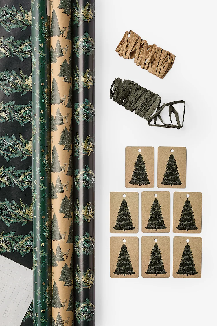 Evergreen Trees Set of 3, 3m Christmas Wrapping Paper