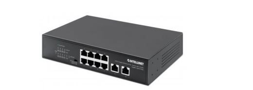 Intellinet 8-Port Gb PoE+ Switch 2 RJ45 Gigabit Uplink Ports,561402