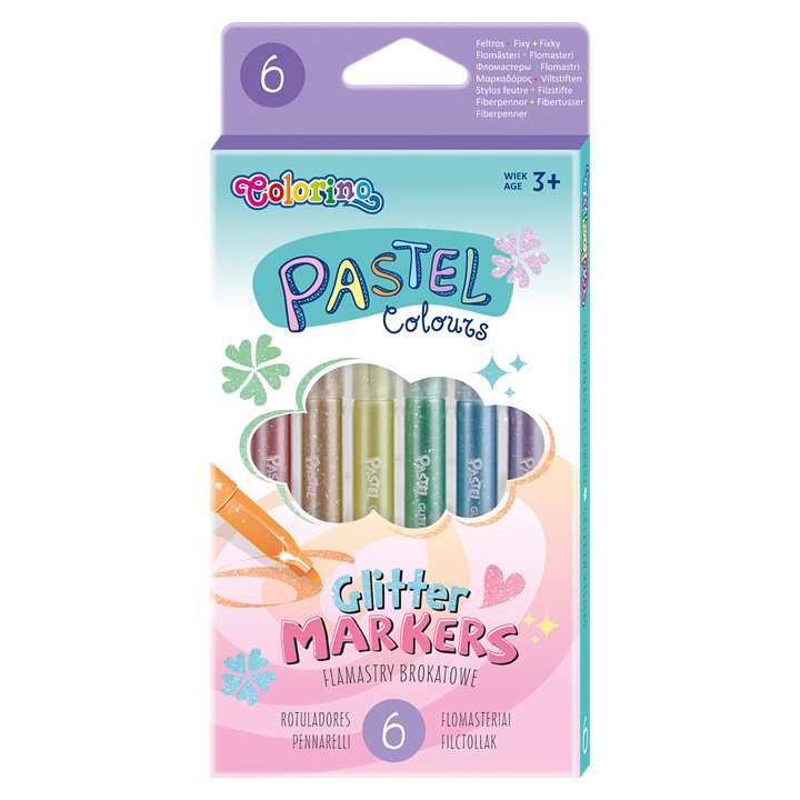 Pastelni markeri Colorino Glitter Effect, pakovanje od 6 komada