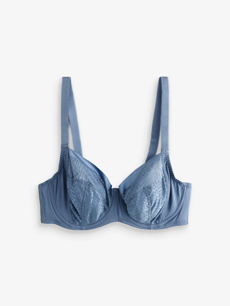 Blue DD+ Non Pad Balcony Smoothing Animal Mesh Underwired with Side Support Bra