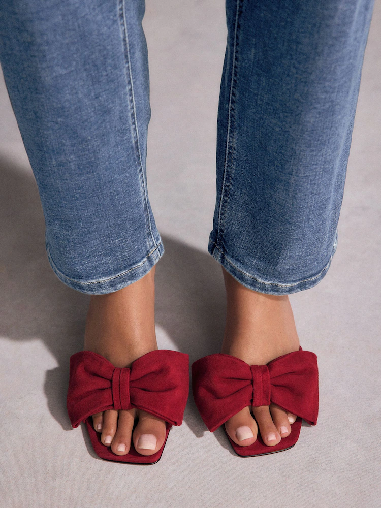 Red Tabitha Simmons Joelle Leather Bow Mules