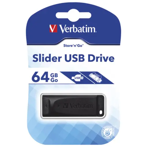 MEMORIJA USB Drive Slider 64GB – Crna, Verbatim
