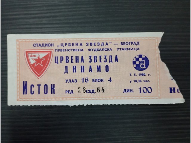 FUDBAL: CRVENA ZVEZDA - DINAMO (,Zagreb) 07.05.1980