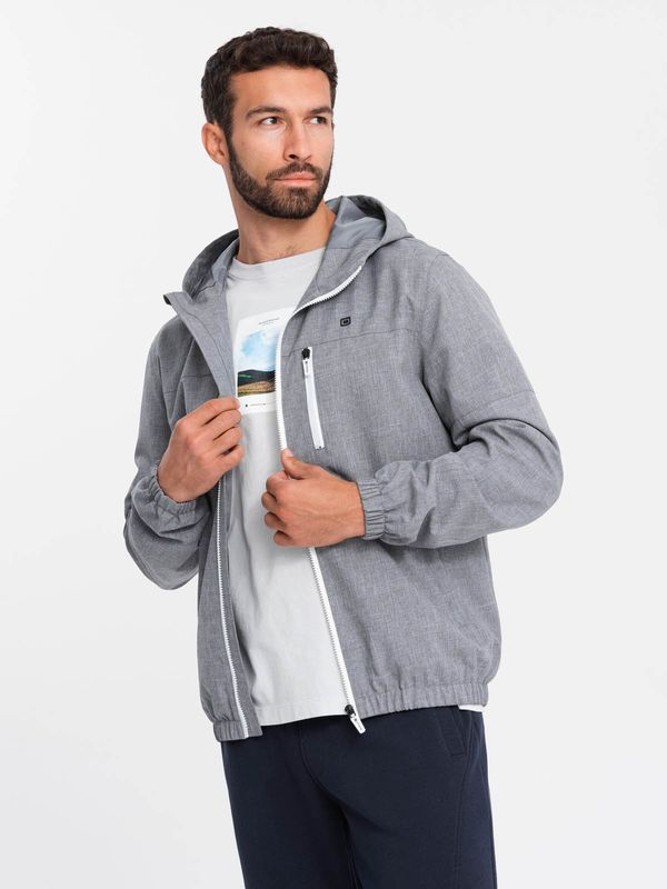 OMBRE MEN'S LIGHTWEIGHT SPORTS JACKET WITH FLEECE LINING - GRAY