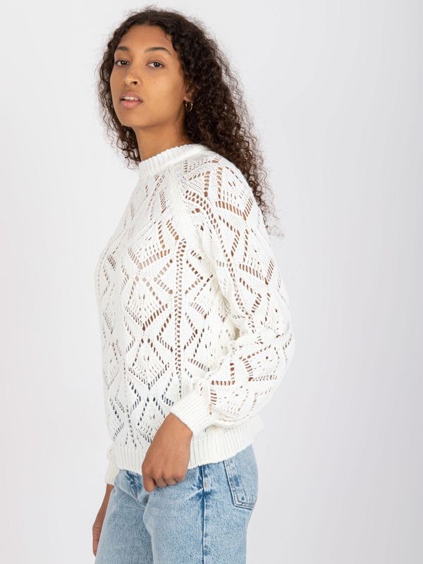 CLASSIC WHITE OPENWORK SWEATER WITH STAND-UP COLLAR RUE PARIS