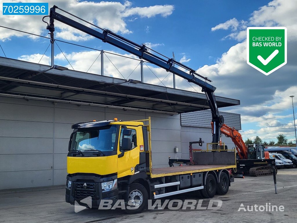 Renault C 380 6X4 Hiab 166 D-4 Hiduo Kran Crane Steel suspension Euro 6 kamion s ravnom platformom