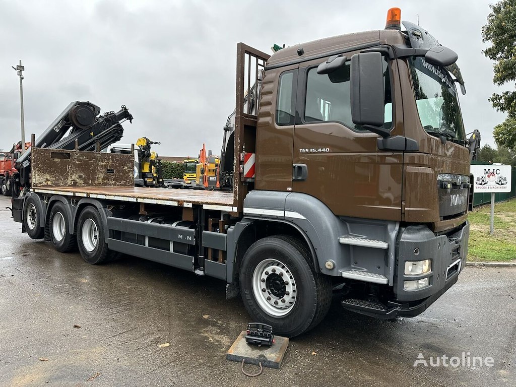 MAN TGS 35.440 8x4 TRIDEM + KRAN HIAB 288 E-7 HIPRO - 5/6 F - PLATFO kamion s ravnom platformom