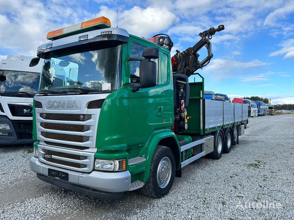 Scania G 490 / Fassi F315RA2.28 / TULOSSA kamion s ravnom platformom