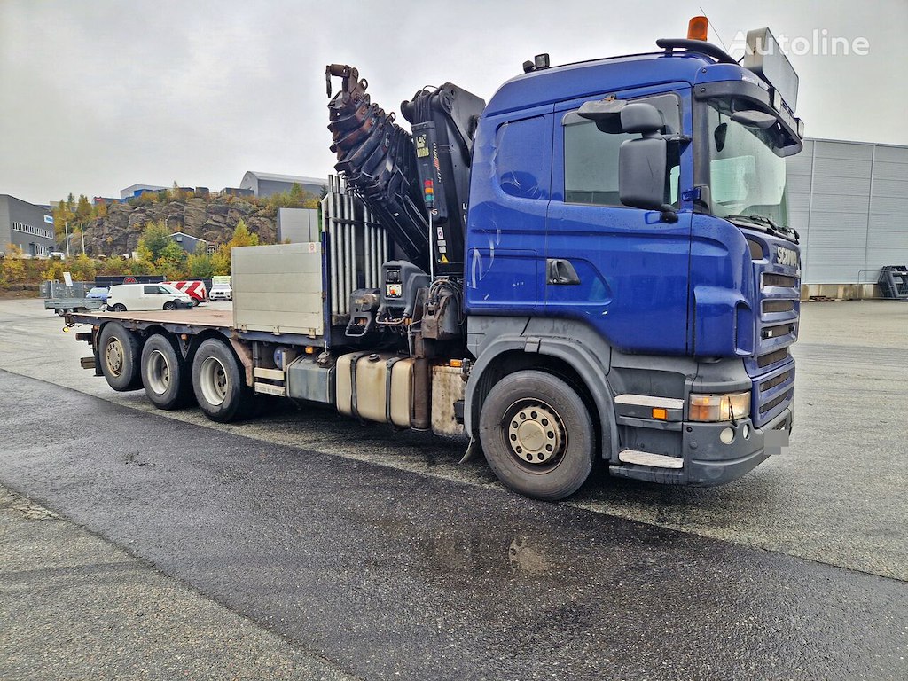 Scania R480 8x4 *HIAB 477-8 + WINCH *23m *BED 6.3+1.2m kamion s ravnom platformom