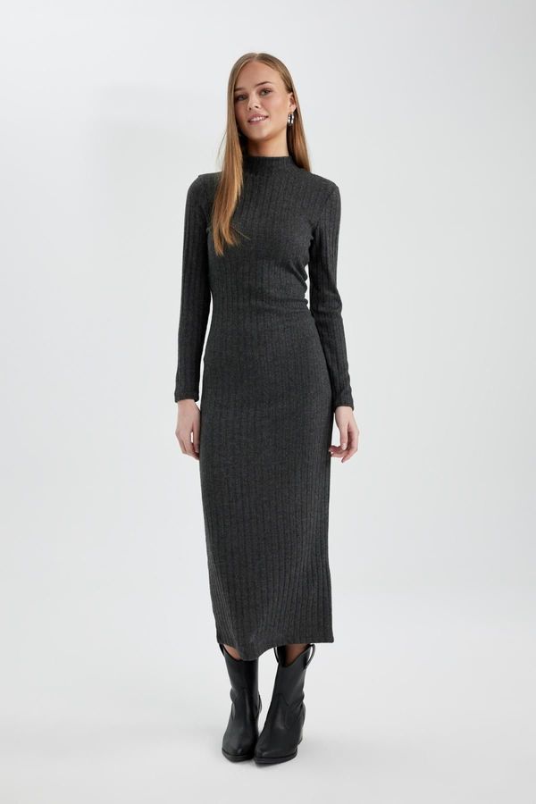 DEFACTO BODYCON HALF TURTLENECK LONG SLEEVE MAXI DRESS