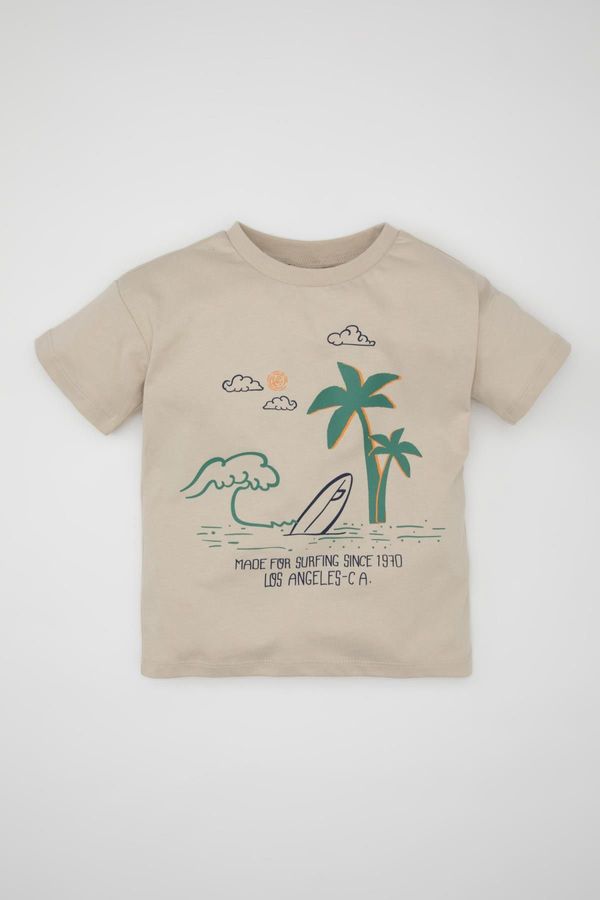 DEFACTO BABY BOY CREW NECK PALM TREE PATTERNED SHORT SLEEVE T-SHIRT