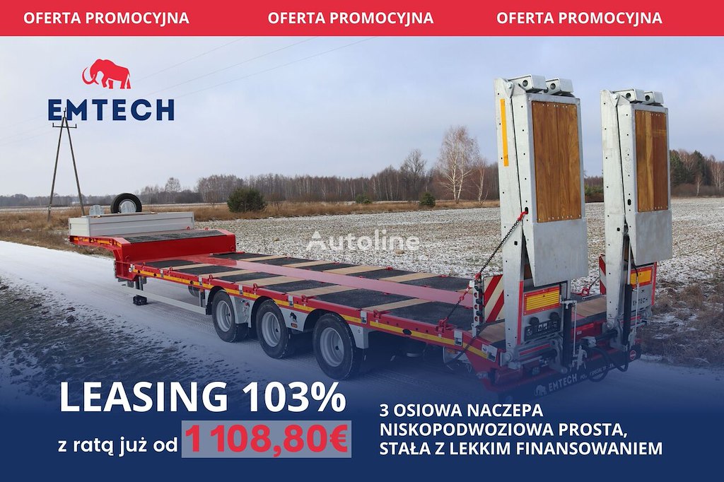 Nova Emtech MODEL: 3.NNP-S (NH2), 3 osiowa prosta, stała LEASING 103% poluprikolica sa niskom platformom