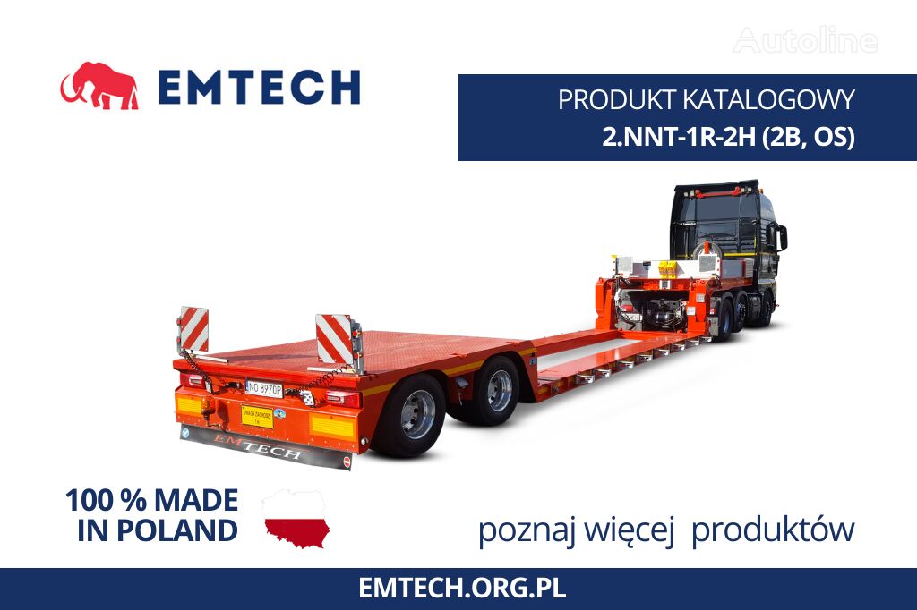 Nova Emtech MODEL: 2.NNT-1R-2H (2B, OS), 2 osiowa naczepa Tiefbett, rozciąga poluprikolica sa niskom platformom