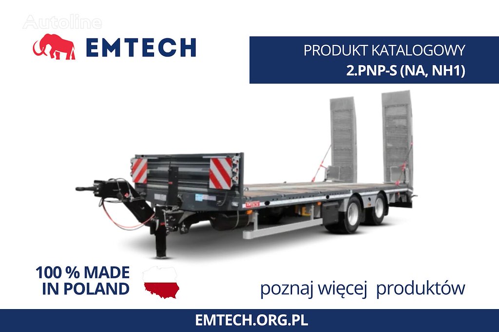 Nova Emtech MODEL: 2.PNP-S (NA, NH1), 2 osiowa przyczepa prosta, stała prikolica sa niskom platformom