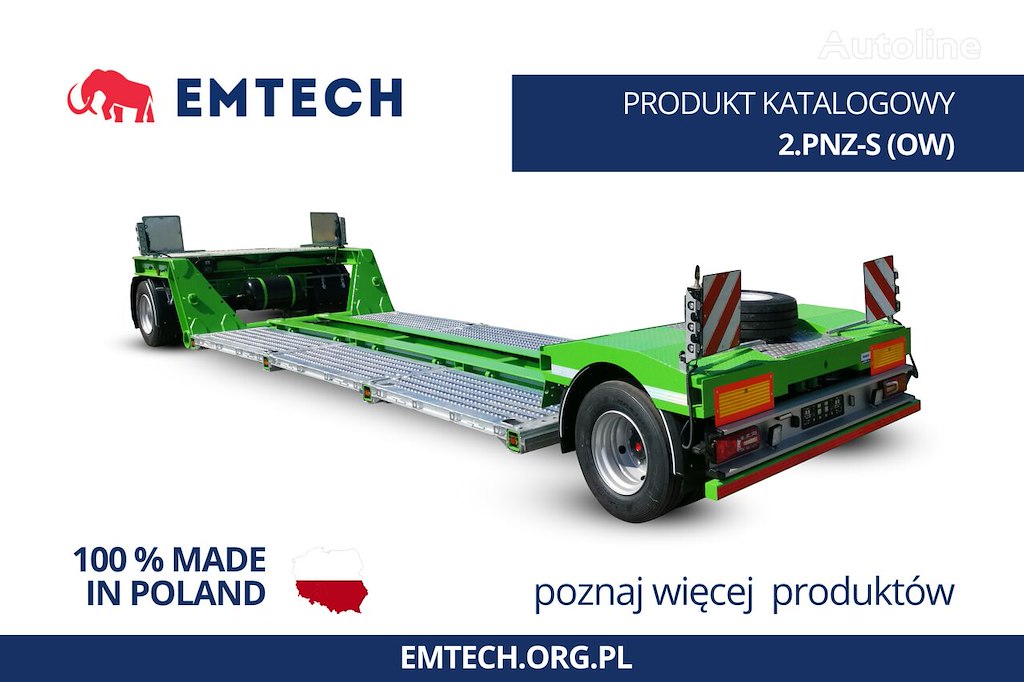 Emtech MODEL 2.PNZ-S (OW), 2 osiowa przyczepa zagłębiana, stała prikolica sa niskom platformom