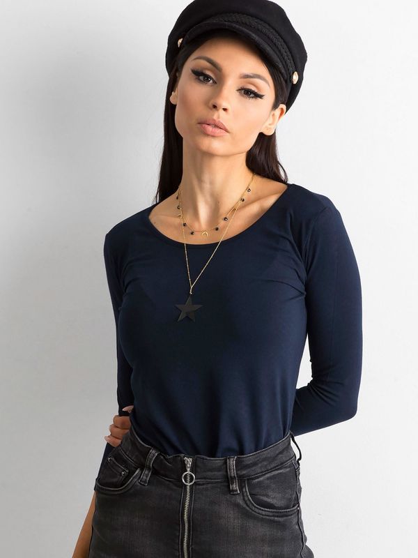 BASIC NAVY BLUE COTTON BLOUSE