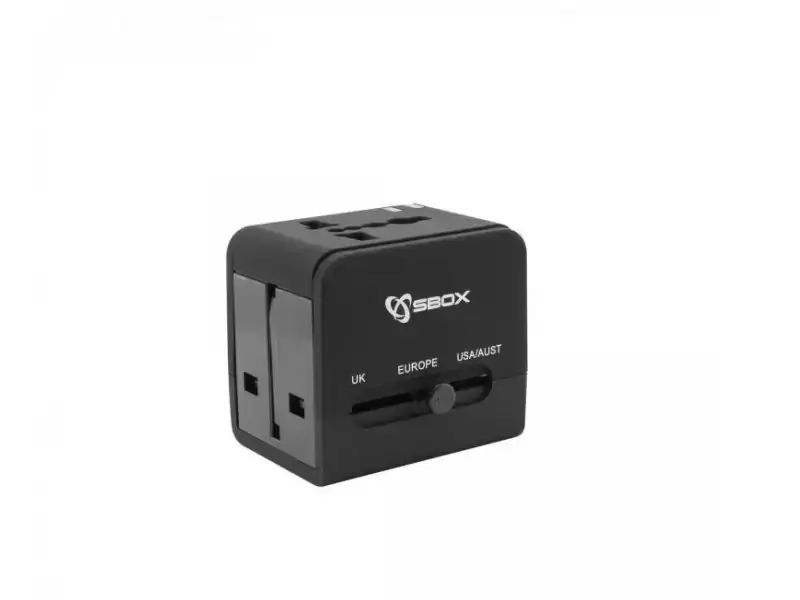 S BOX TA-23 UNIVERZALNI PUTNI ADAPTER SA DVOSTRUKIM USB PUNJAČEM