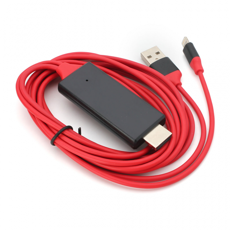 KABL LIGHTNING NA HDMI USB 2M CRVENI