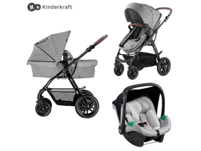 KINDERKRAFT DEČIJA KOLICA MOOV 3U1 MINK PRO – GREY MELANGE