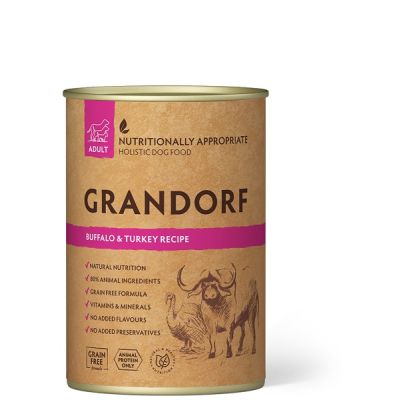 Grandorf Dog Adult Grain Free Konzerva Bivolje Meso & Ćuretina 400g