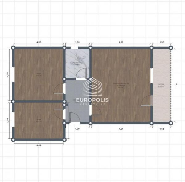 Čedomira Popovića, Jednoiposoban stan na prodaju, 62m2, 49.900€