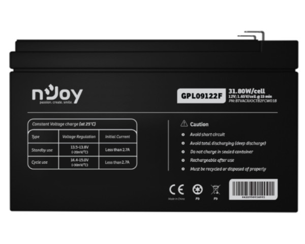 NJOY GPL09122F baterija za UPS 12V 9Ah (BTVACIUOCTB2FCW01B)