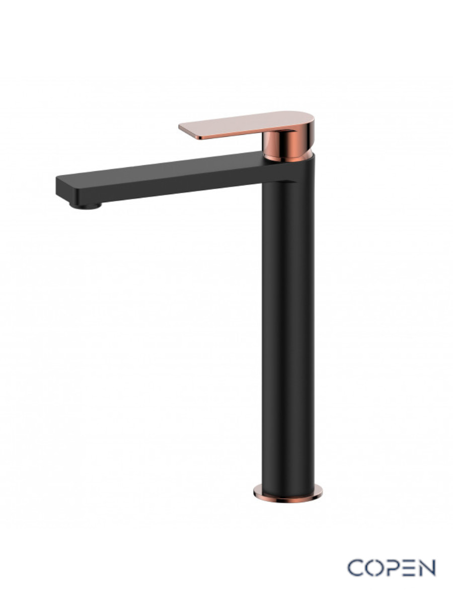 Baterija za lavabo visoka Copen Nook mat crna/rose gold C-01-101MB/RG