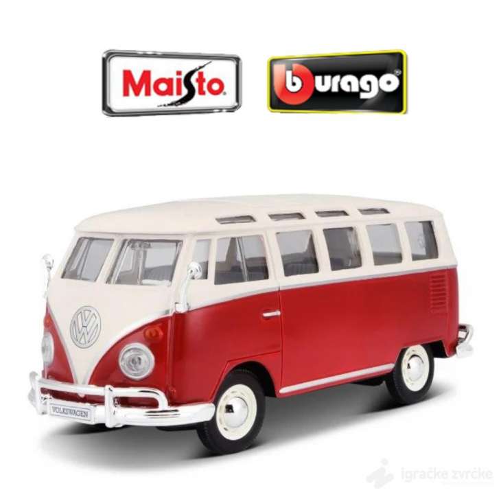 MAISTO Metalni auto Volkswagen Van "Samba" 1:24