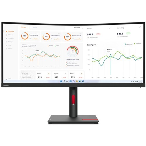 Lenovo ThinkVision T34w-30 zakrivljeni monitor 34″ Ultra Wide QHD | 63D4GAT1EU